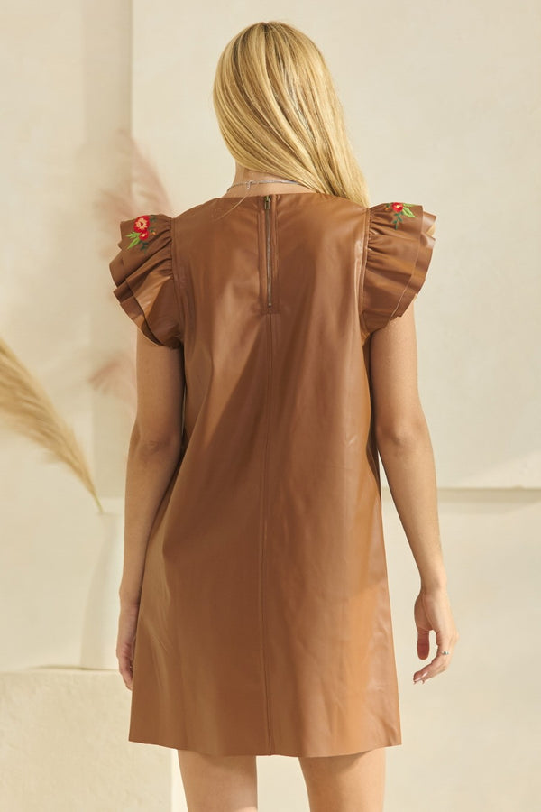 Camel Shift Mini Dress - The Dainty Cactus Boutique