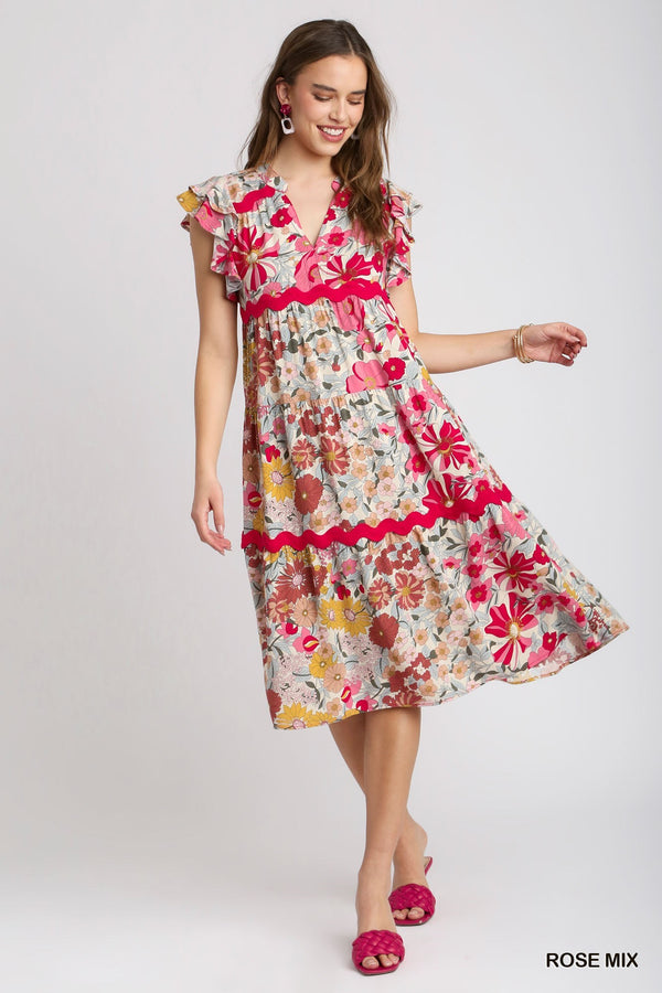 Ric Rac Floral Dress - The Dainty Cactus Boutique