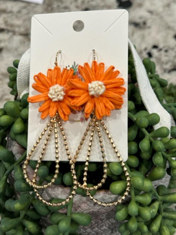 Rafia Flower Earrings - The Dainty Cactus Boutique