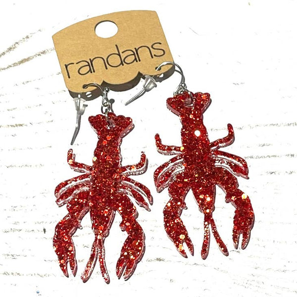 Acrylic Glitter Crawfish Earrings - The Dainty Cactus Boutique